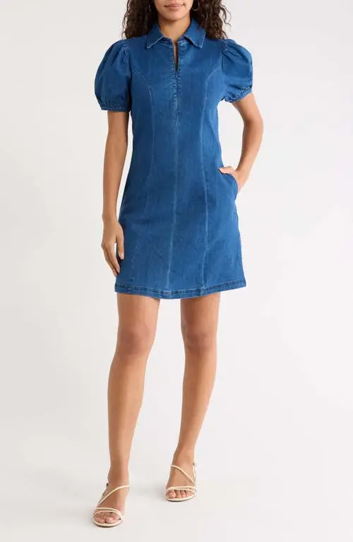 SUGARLIPS Adalyn Puff Sleeve Denim Minidress