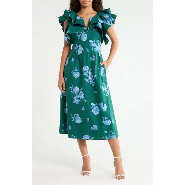 SUGARLIPS Santana Floral Tie Back Cotton Dress