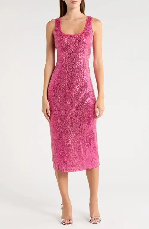 SUGARLIPS Kamari Sequin Tank Dress - Fuchsia