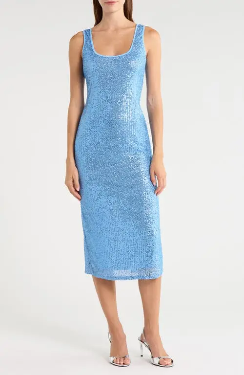 SUGARLIPS Kamari Sequin Tank Dress - Light-blue