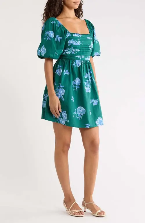 SUGARLIPS Truth Be Told Floral Print Minidress - Teal-blue