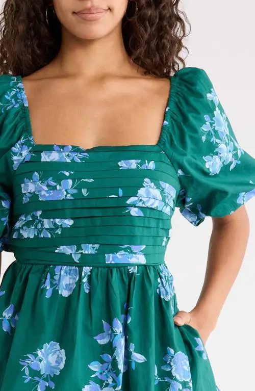 SUGARLIPS Truth Be Told Floral Print Minidress - Teal-blue