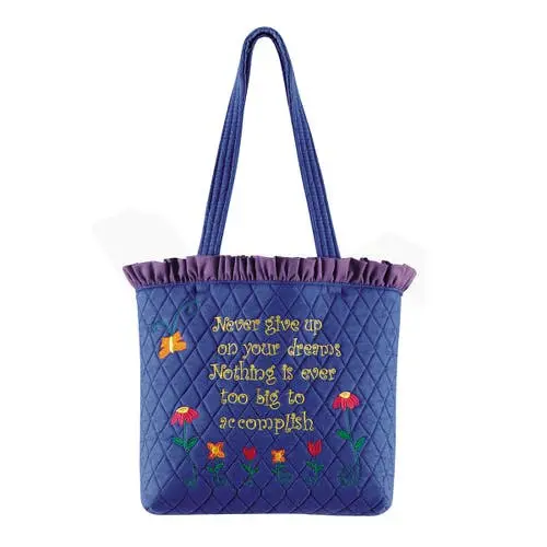 C&F HOME Never Give Up Ruffle Tote - Blue