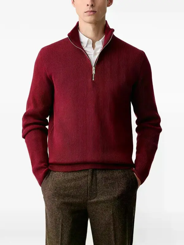 LINDBERGH Quarter-zip Ribbed Sweater