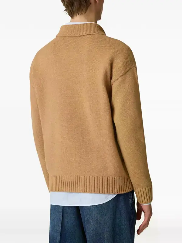 LARDINI Flower-jacquard Knitted Polo Shirt
