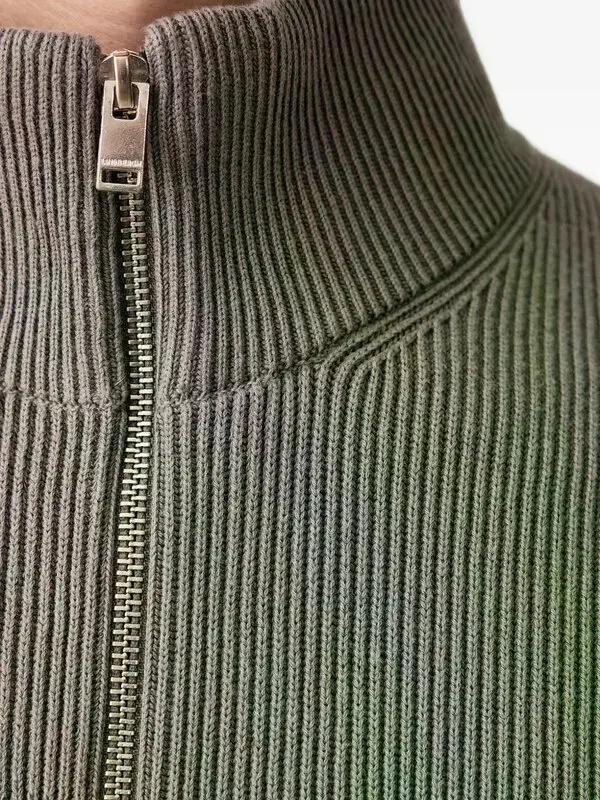 LINDBERGH Ribbed-knit Zip-up Cardigan