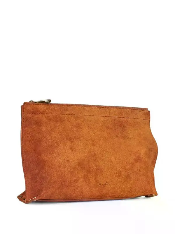 A.p.c. Neige Clou Logo-print Calf Suede Clutch Bag