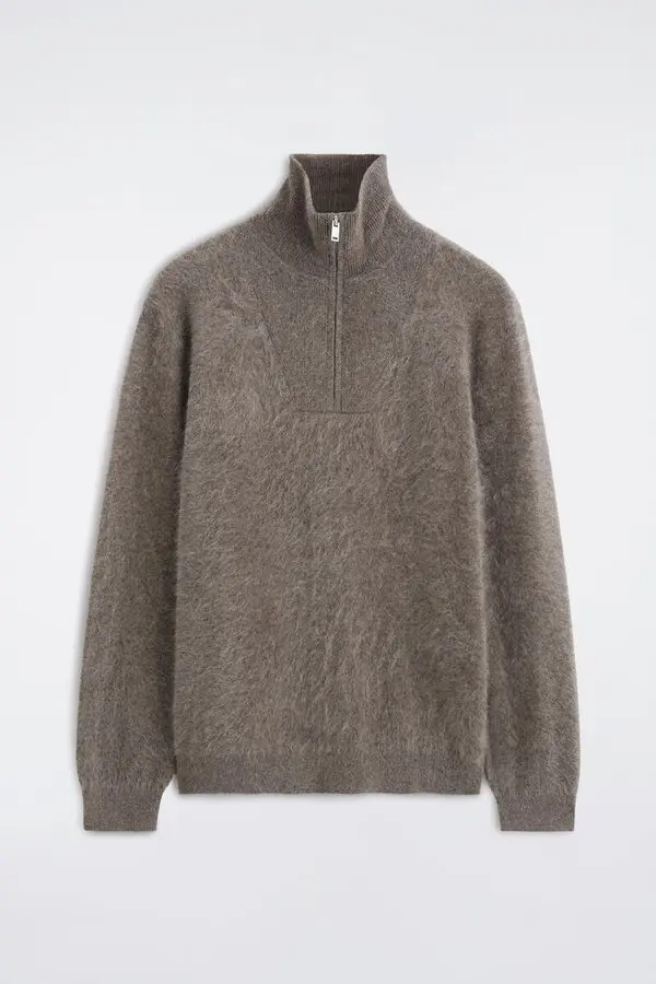 Cos Brushed-cashmere Zip-up Sweater