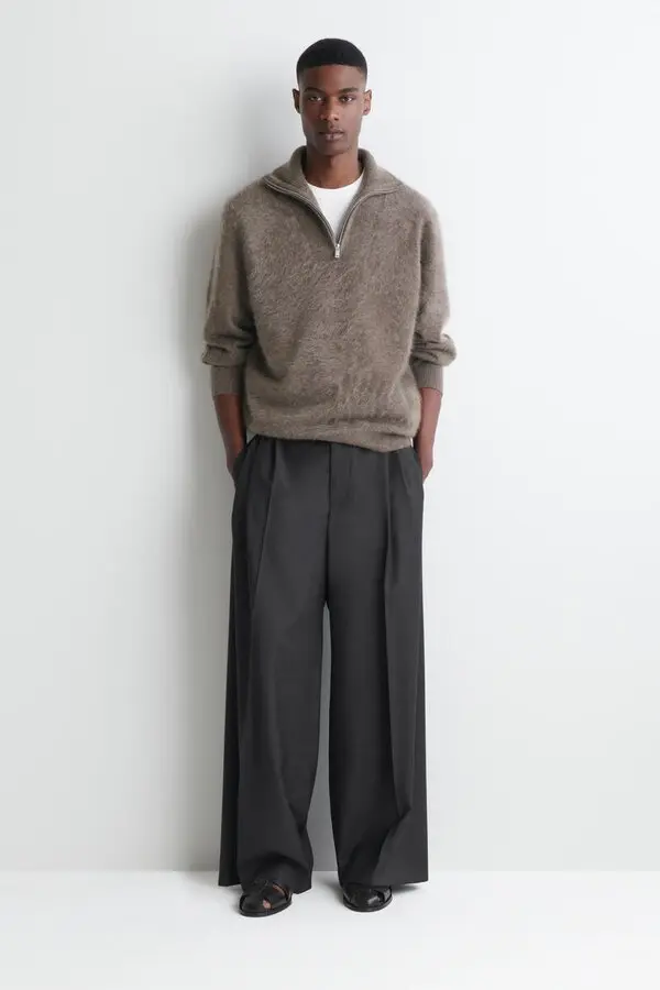 Cos Brushed-cashmere Zip-up Sweater