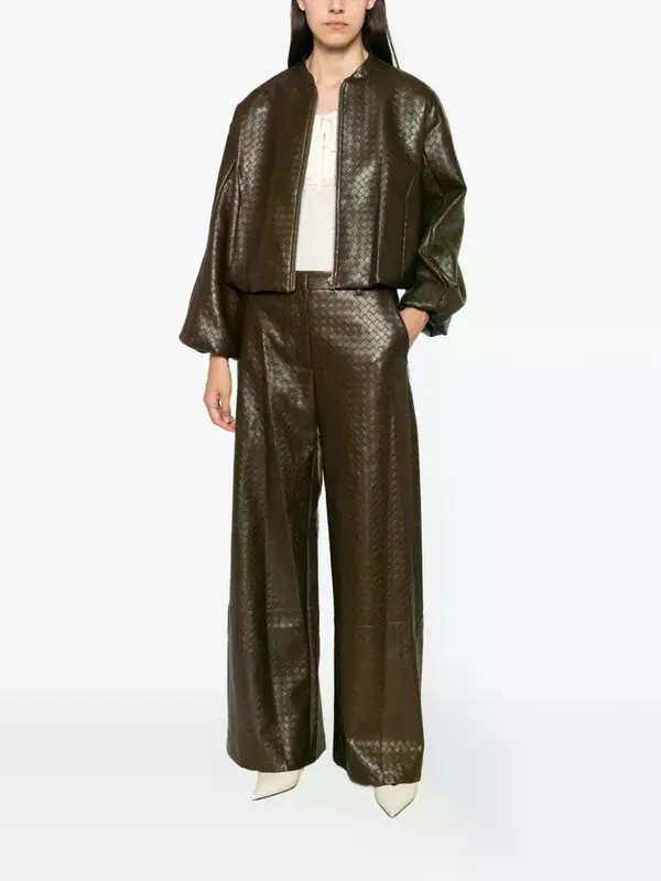 Imperial Woven-effect Wide-leg Trousers - Green