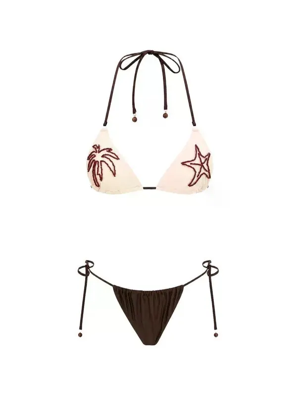 Zimmermann Mahon Bead-embellished Bikini - Brown