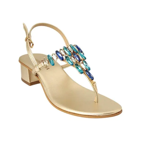 DAMAPREZIOSA Gold / Blue / White Gabrielle Sapphire Jewel Sandal