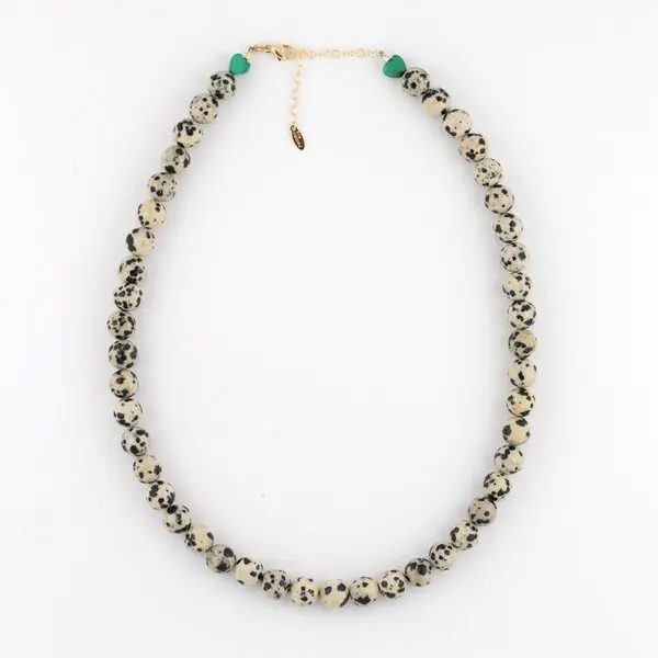 Kris Nations Dalmatian Jasper Gemstone Baller Necklace - Orange