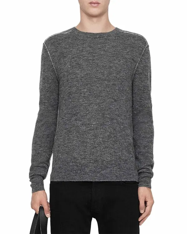 ALLSAINTS Soren Raw Stitch Crewneck Sweater - Grey Marl