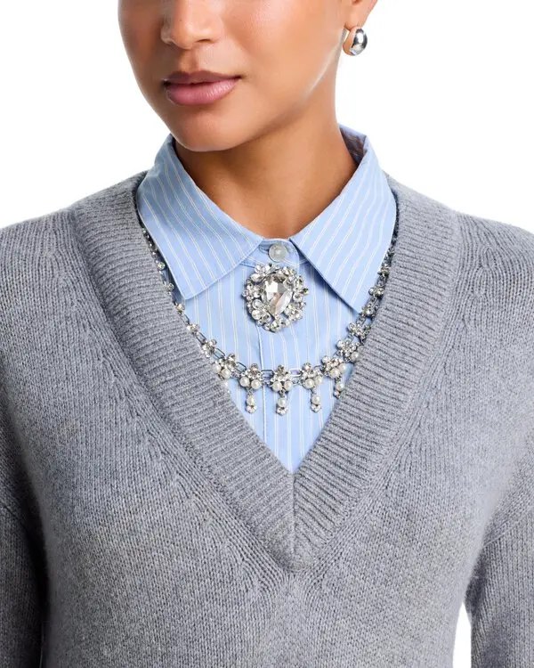 Cinq À Sept Necklace Santina Layered Look Mini Dress
