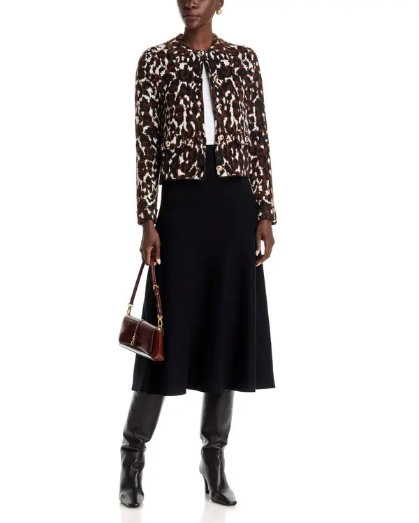 T Tahari Leopard Jacquard Sweater Jacket