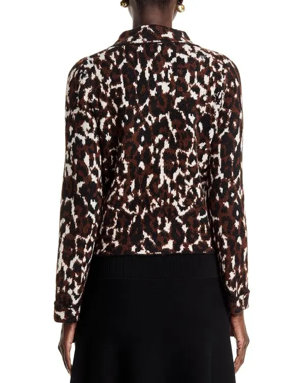T Tahari Leopard Jacquard Sweater Jacket