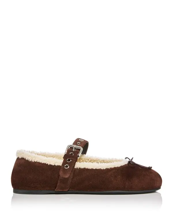 Miu Miu Shearling Ballet Flats - Moro