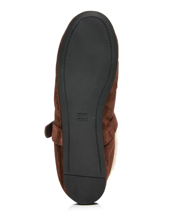 Miu Miu Shearling Ballet Flats - Moro
