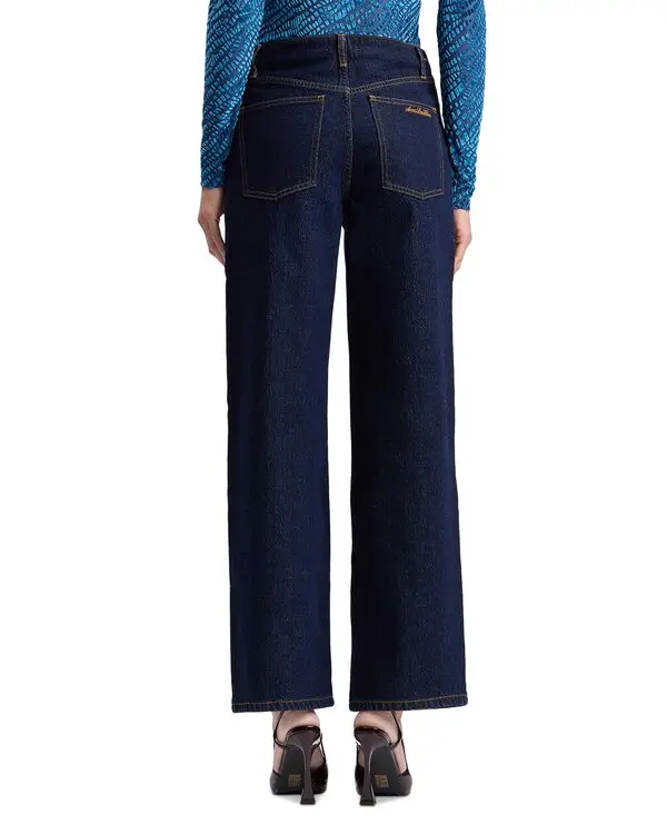 Avec Les Filles Rhinestone Embellished Highrise Wide Leg Jeans