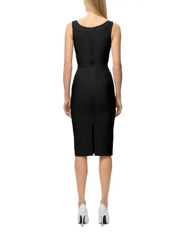 Herve Leger The Solara Scoop Neck Midi Dress - Black