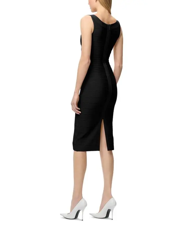 Herve Leger The Solara Scoop Neck Midi Dress - Black