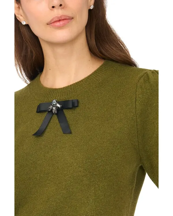 CECE DUPRAZ Bow Detail Short Sleeve Sweater - Capulet Olive