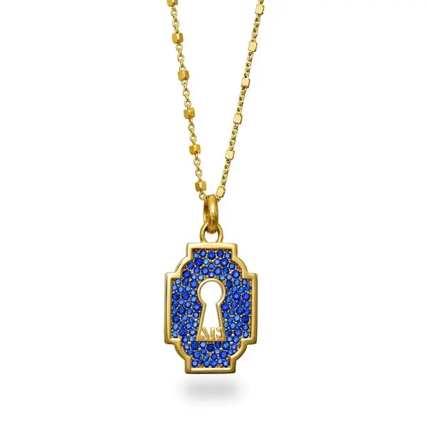 MYRTO KATRAMADOU JEWELLERY Unlocked Lock Necklace Gold-plated Silver -royal Blue - Blue/gold
