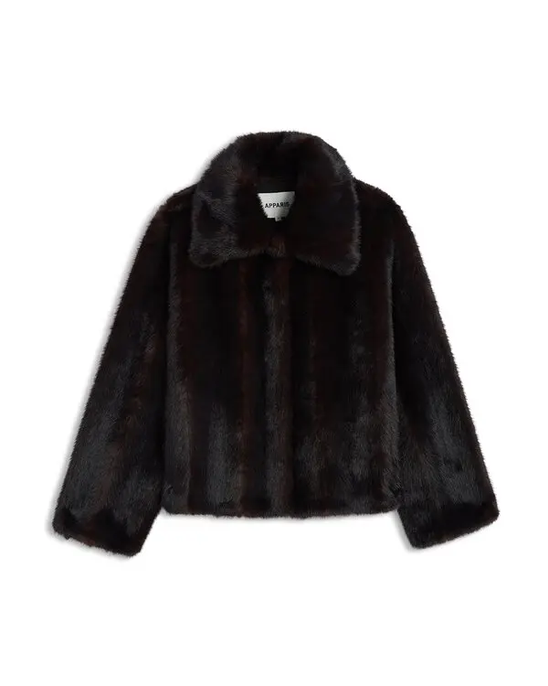 Apparis Elis Shaved Faux Fur Coat - Noir Multi