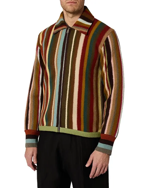 Paul Smith Wool Knit Stripe Zip Sweater