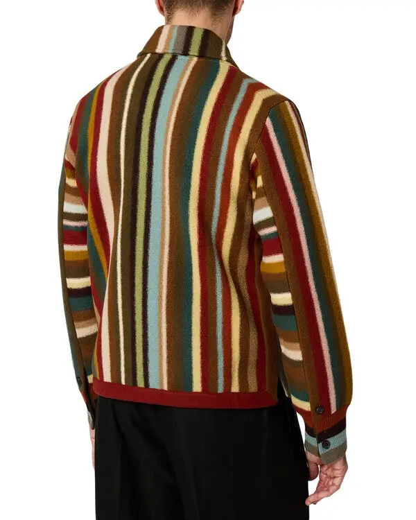 Paul Smith Wool Knit Stripe Zip Sweater