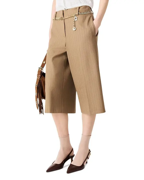 Maje Ipania Pinstriped Bermuda Shorts - Beige
