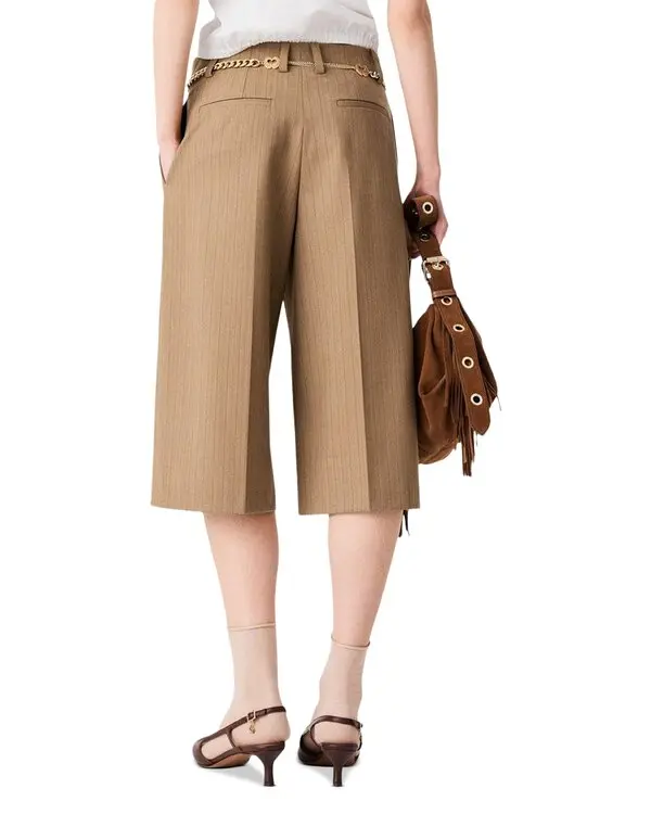 Maje Ipania Pinstriped Bermuda Shorts - Beige
