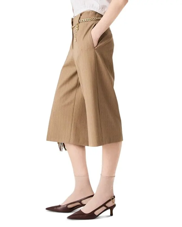 Maje Ipania Pinstriped Bermuda Shorts - Beige