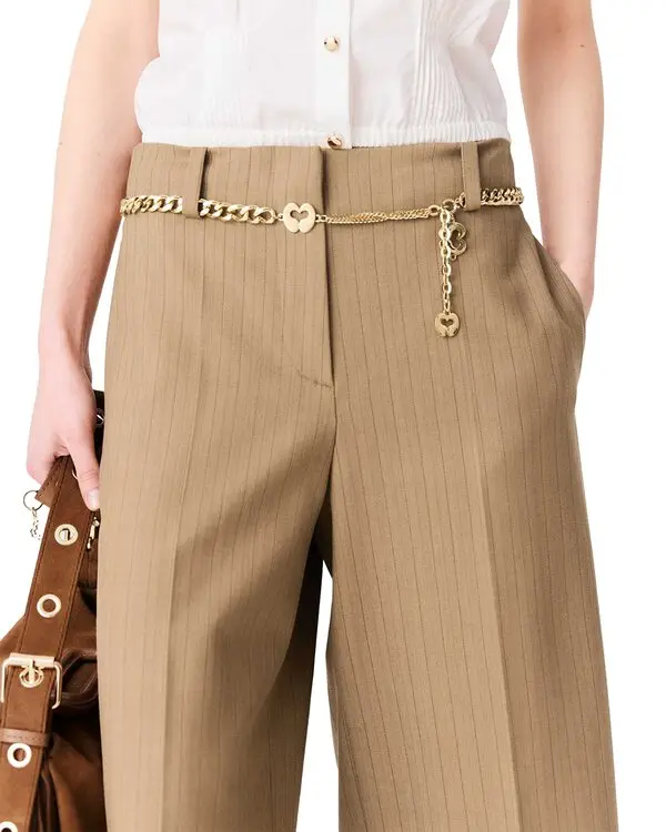 Maje Ipania Pinstriped Bermuda Shorts - Beige