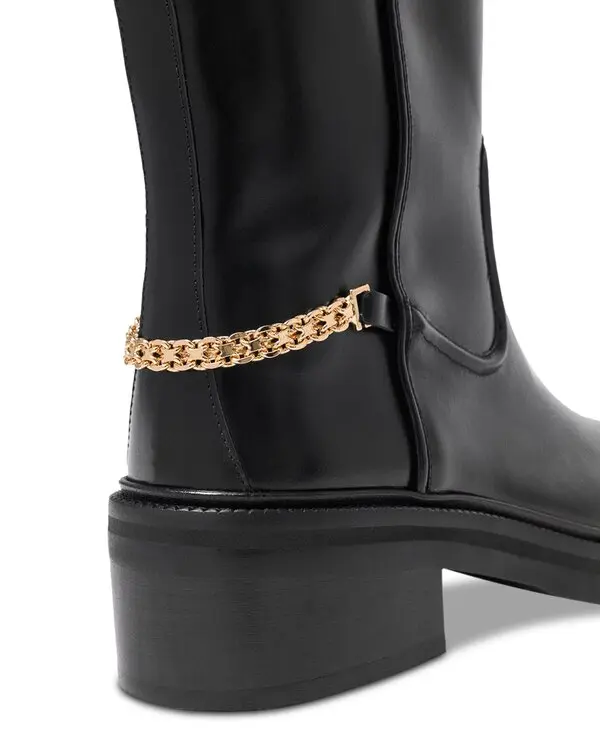 Maje Leather Chain Knee High Boots