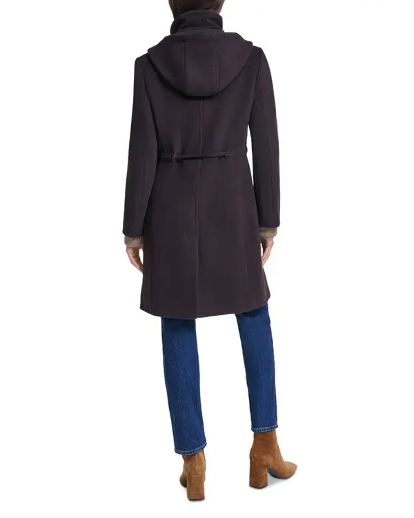Cole Haan Hooded Slick Wool Blend Coat