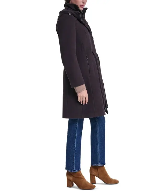 Cole Haan Hooded Slick Wool Blend Coat
