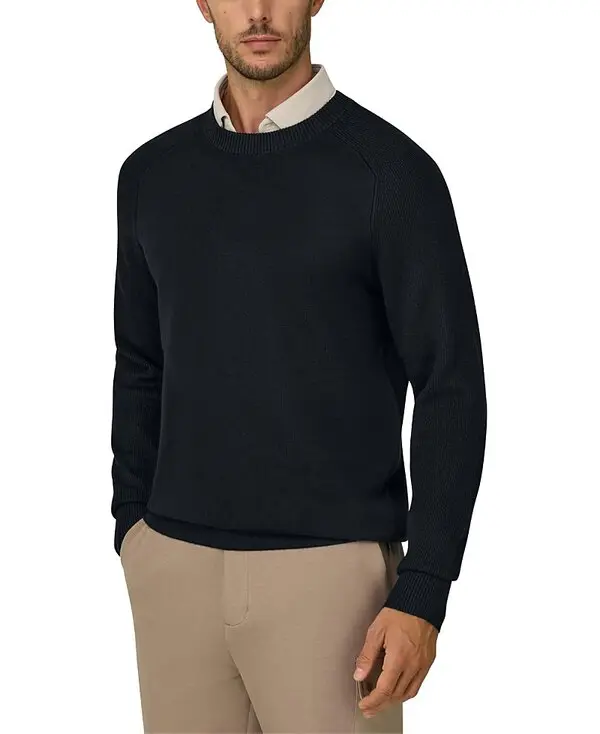 Boggi Milano Merino Wool Blend Wooltech Crew Neck - Black