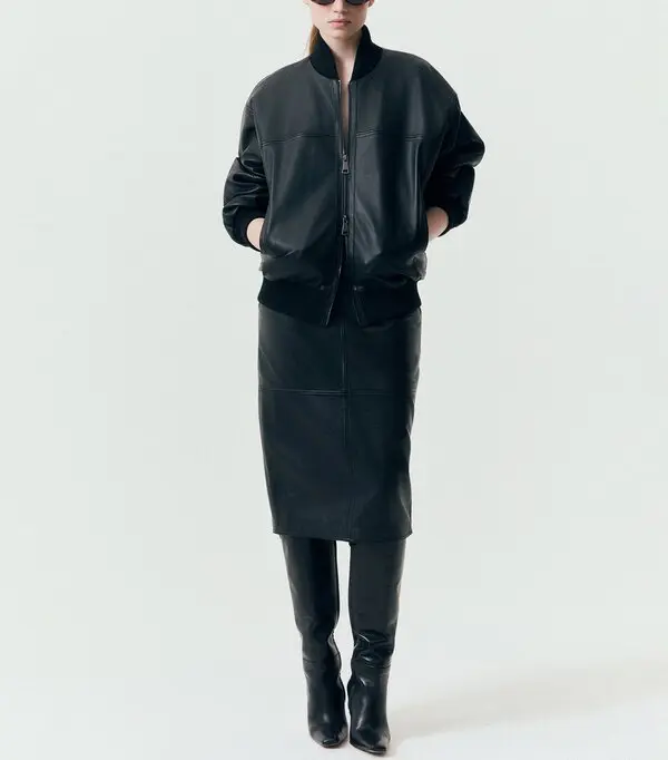 Marella Leather Panelled Skirt