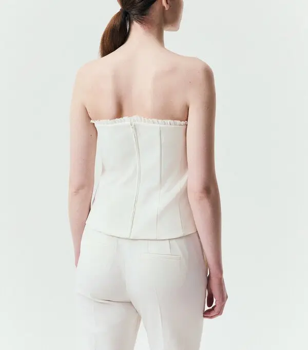 Marella Ruffled-neck Sleeveless Top - Ivory