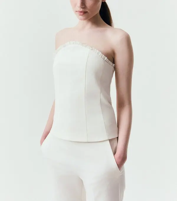 Marella Ruffled-neck Sleeveless Top - Ivory