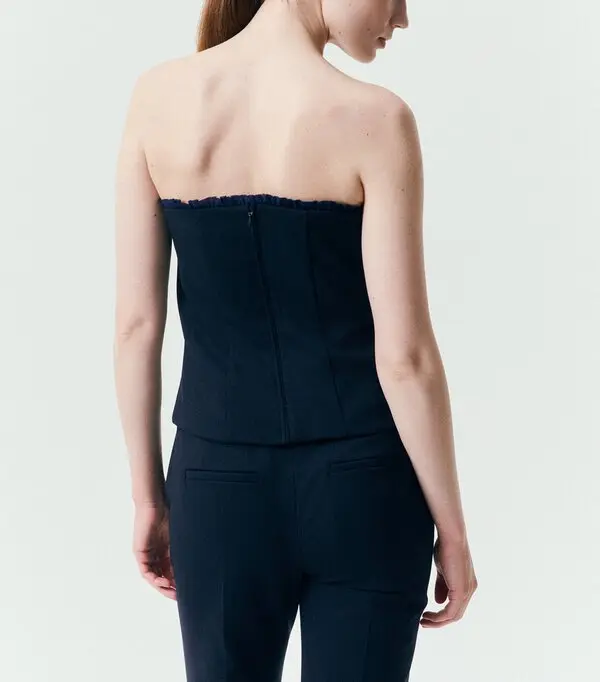 Marella Ruffle-trim Sleeveless Bustier - Navy