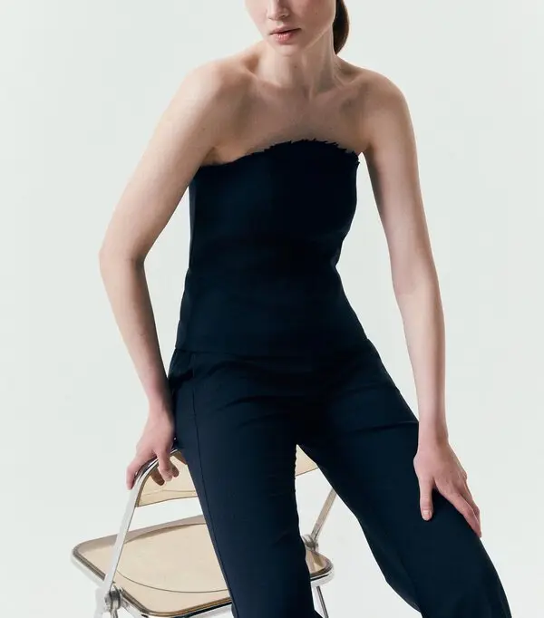 Marella Ruffle-trim Sleeveless Bustier - Navy