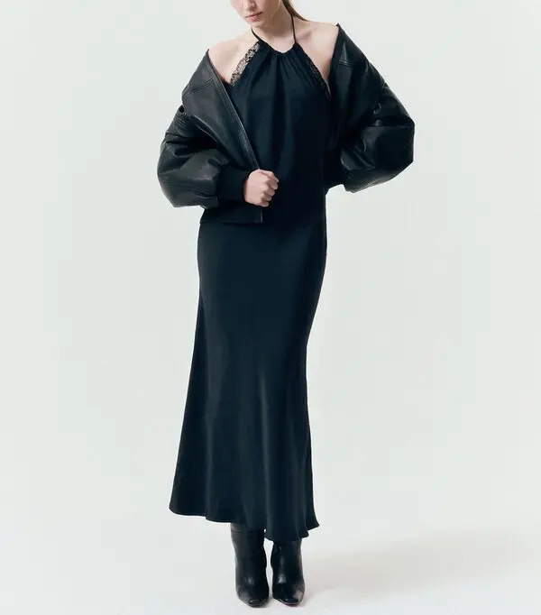 Marella Satin Halter-neck Maxi Dress