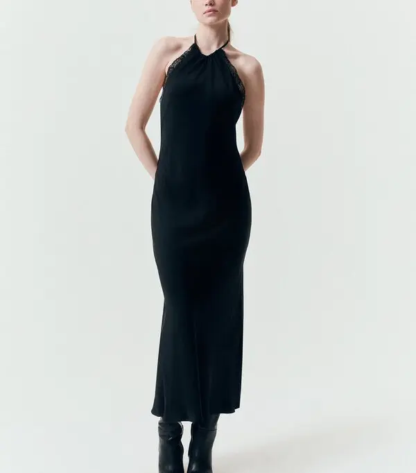Marella Satin Halter-neck Maxi Dress
