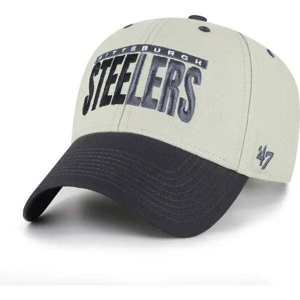 '47 Black Pittsburgh Steelers Half Block Text Mvp Adjustable Hat