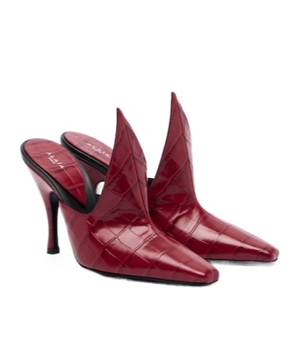 Alaïa Croc-effect Leather Mules - Red