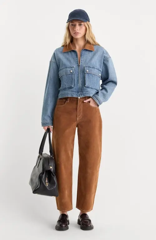 Good American Swing Cropped Denim Jacket