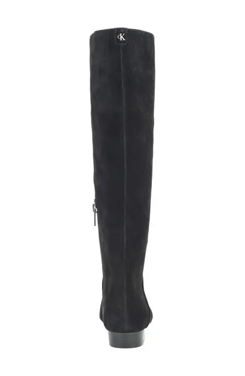 Calvin Klein Slona Leather Knee High Boot - Black